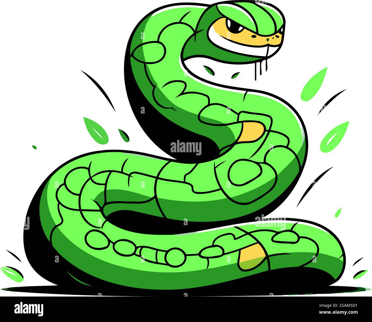Green snake. Isolated on a white background. Vector illustration Stock ...