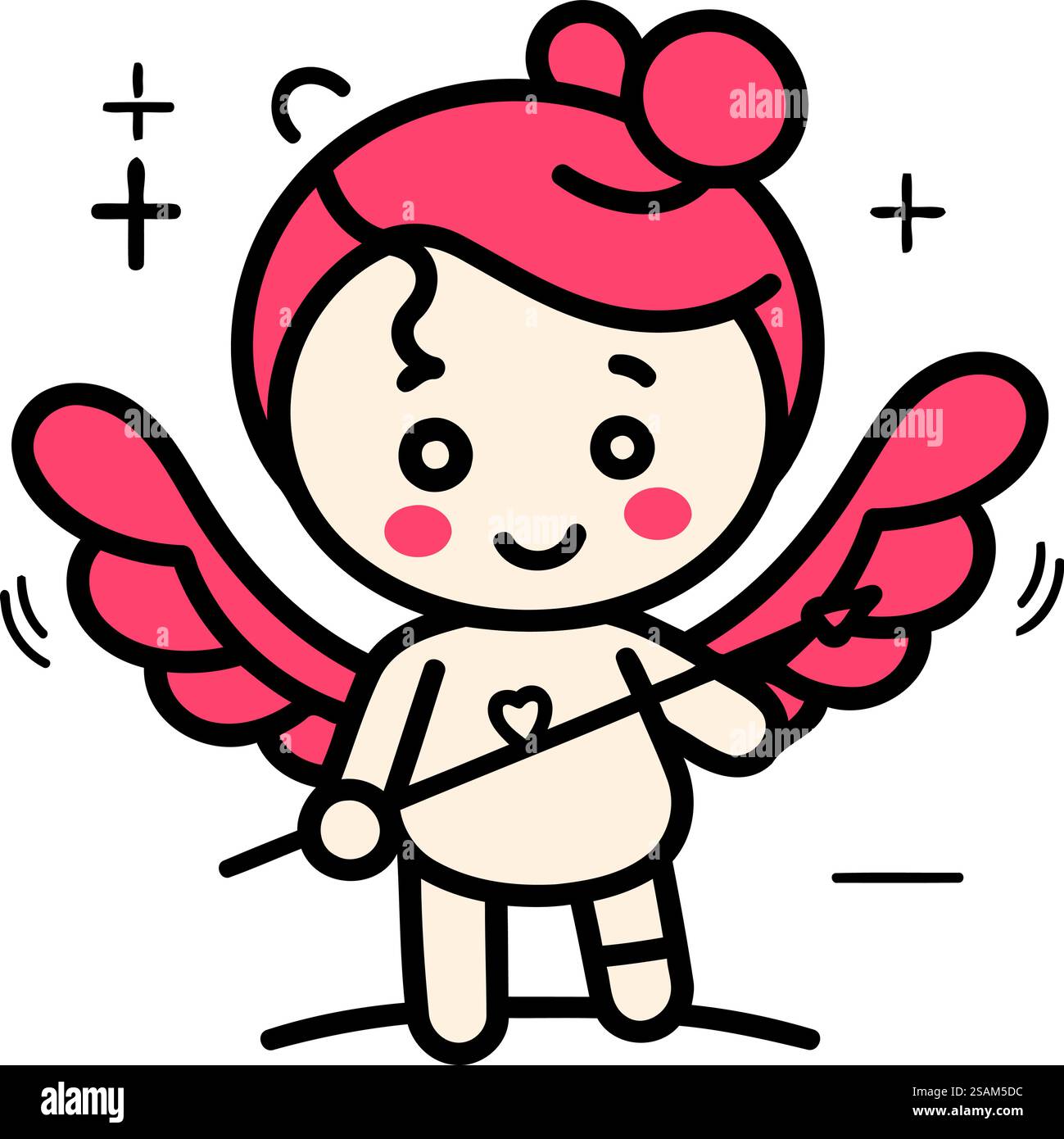 Cupid. vector illustration. Cute cartoon character with bow and arrow ...