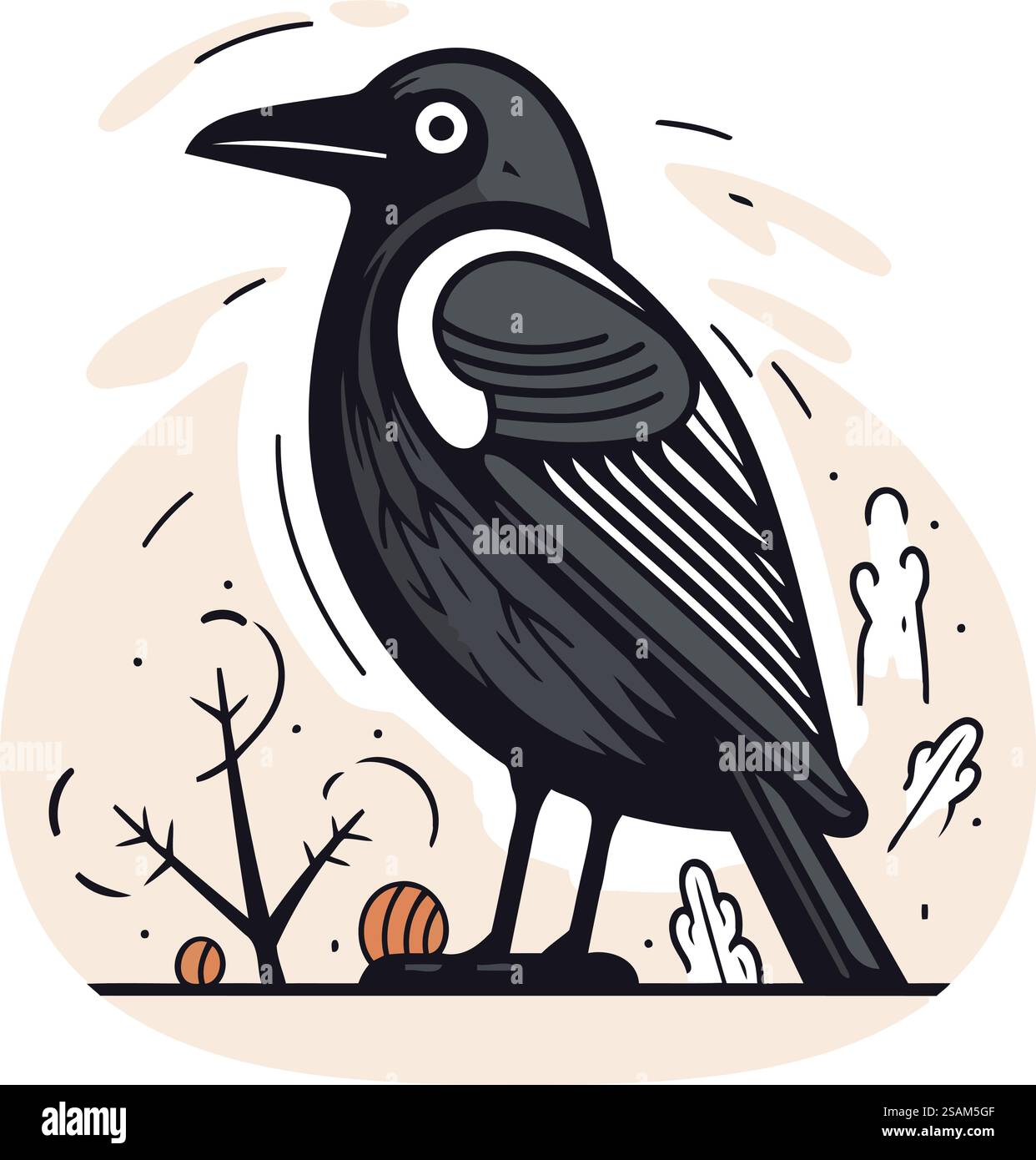 Crow vector illustration. Hand drawn doodle style. Vector illustration ...