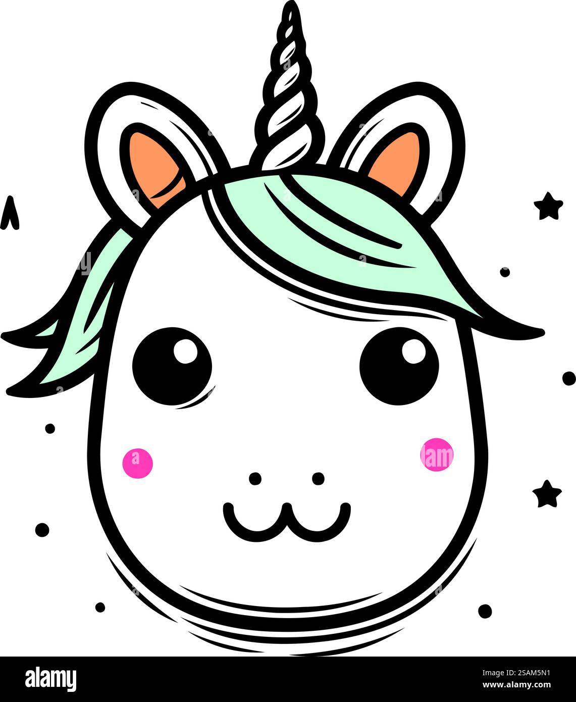 Cute cartoon unicorn head. Vector illustration isolated on white ...