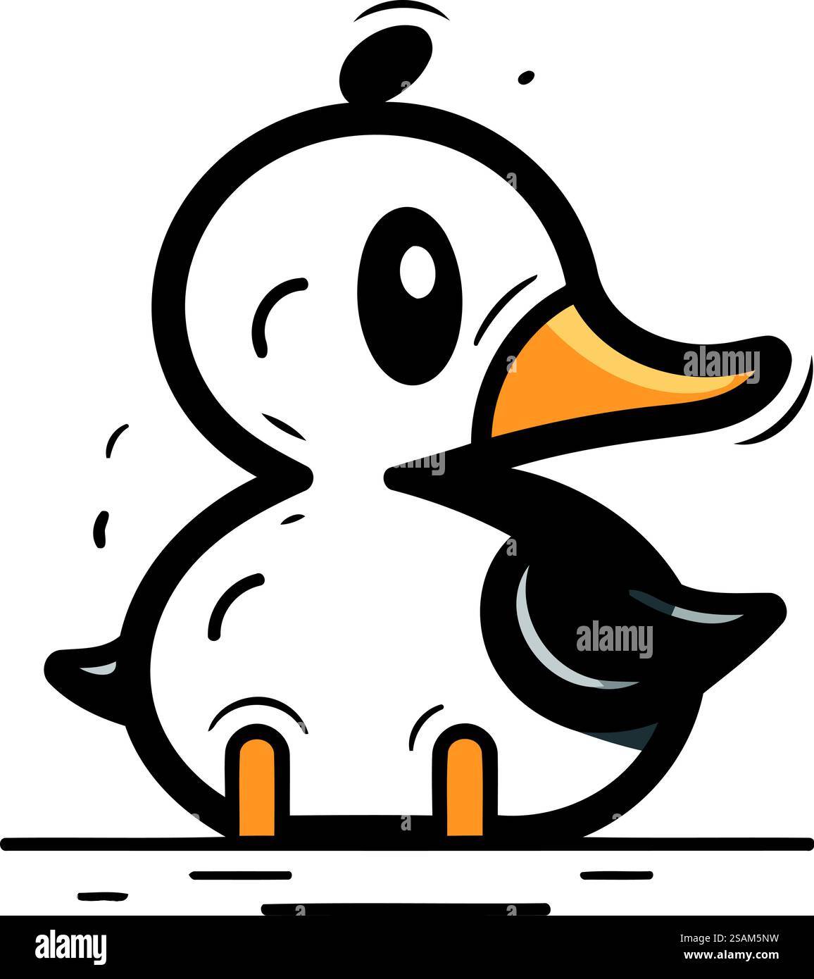Vector illustration of cute cartoon duck. Isolated on white background ...