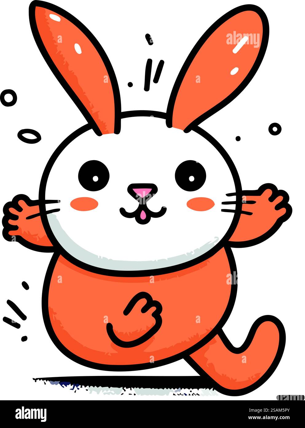 Cute cartoon rabbit running. Vector illustration isolated on white ...