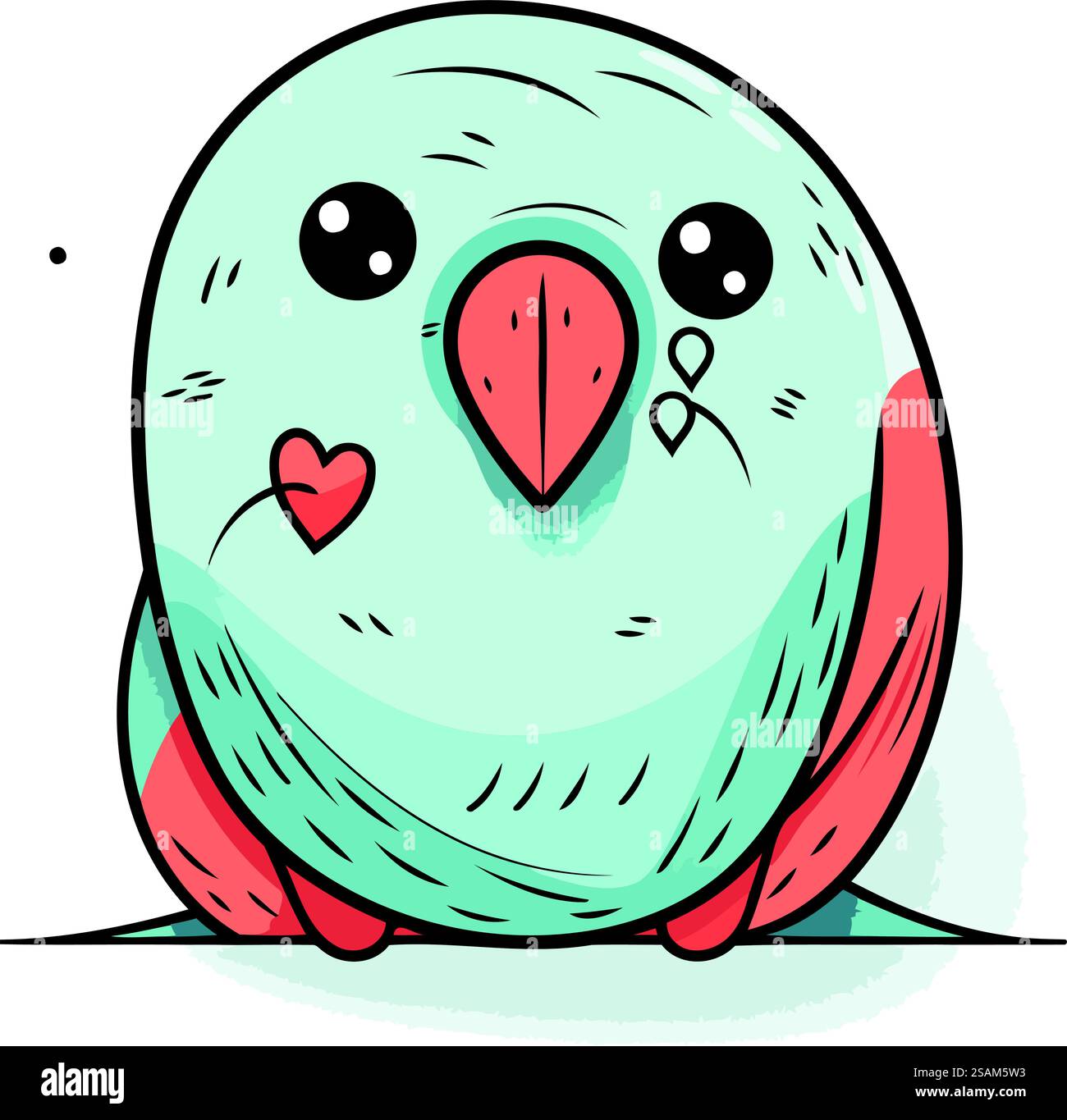 Cute cartoon parrot with heart on its head. Vector illustration Stock ...