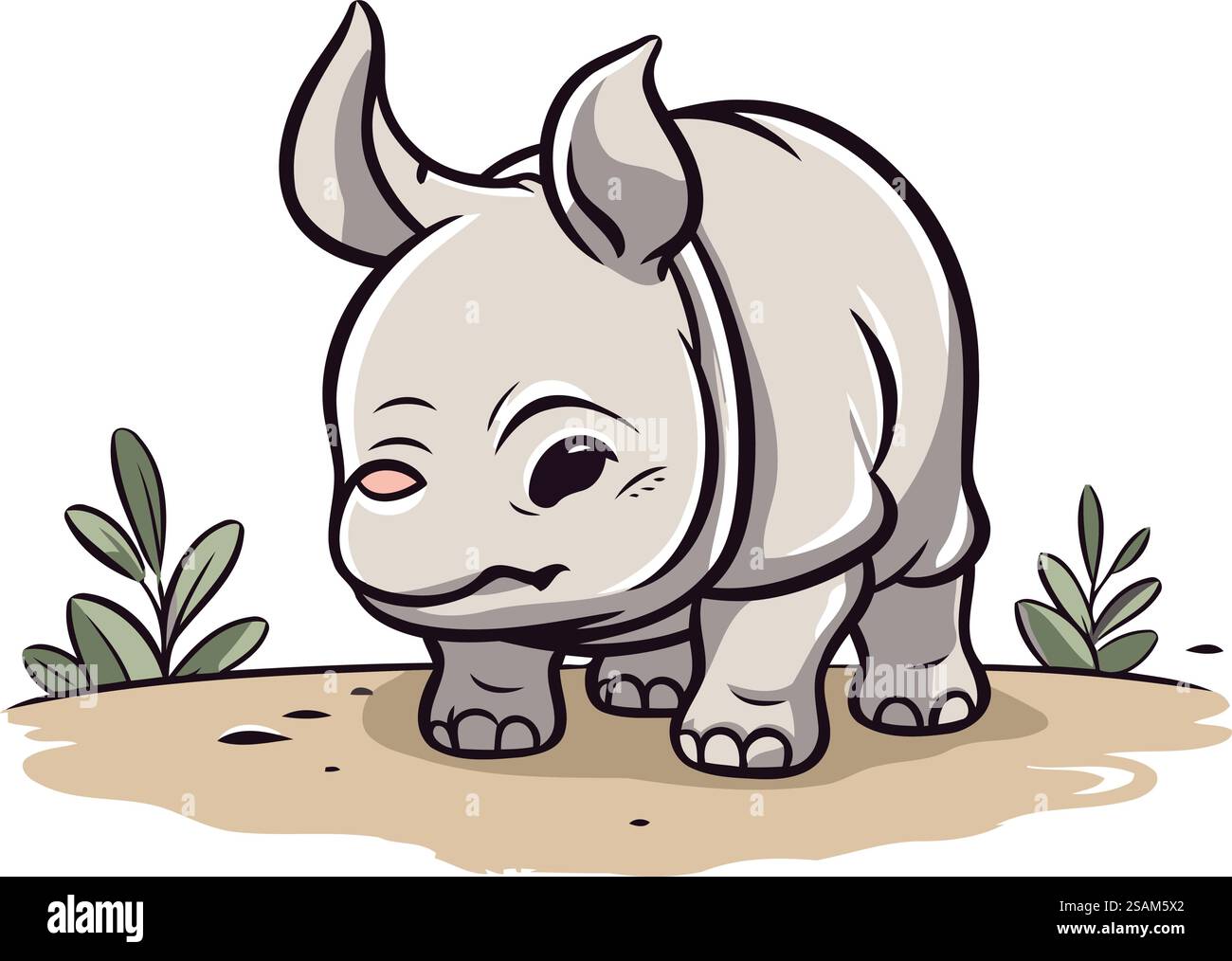 Cute rhinoceros. Vector illustration on white background Stock Vector ...