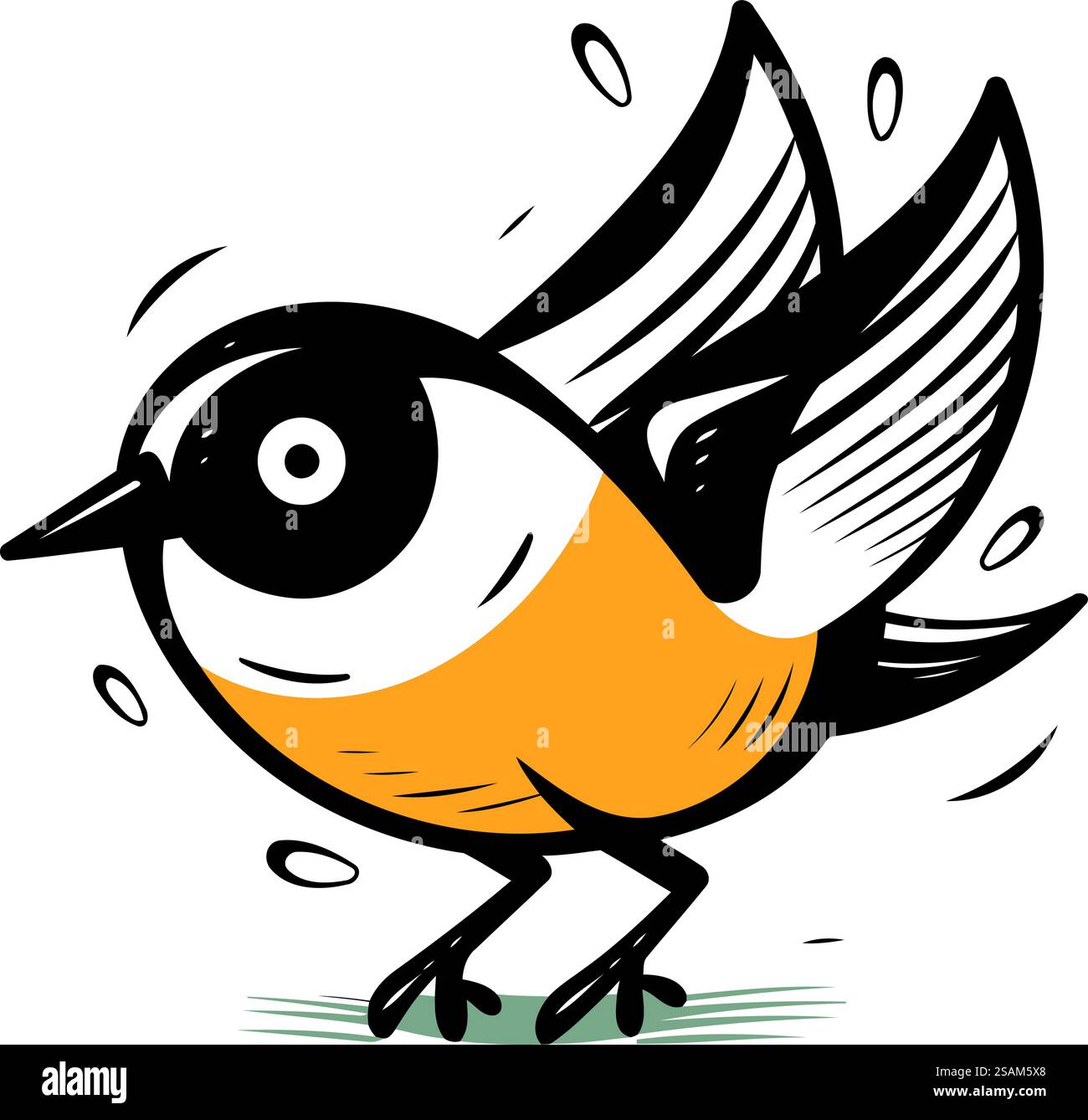 Vector illustration of a cute cartoon titmouse on a white background ...