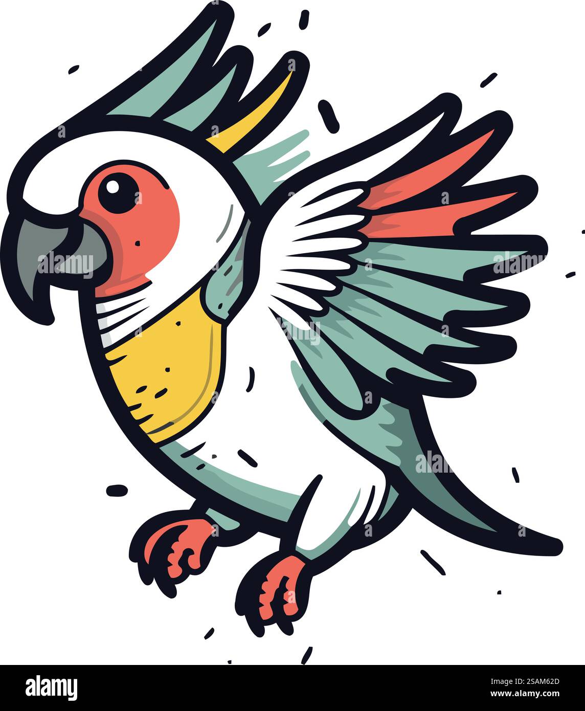 Cute parrot. Hand drawn vector illustration isolated on white ...