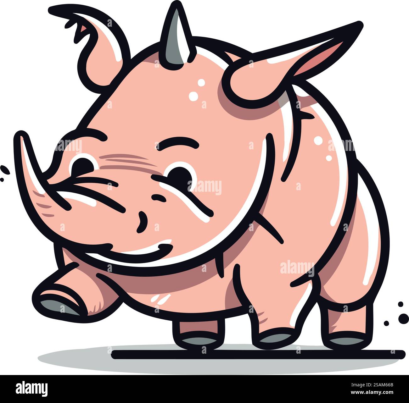 Cartoon rhinoceros. Vector illustration on white background Stock ...