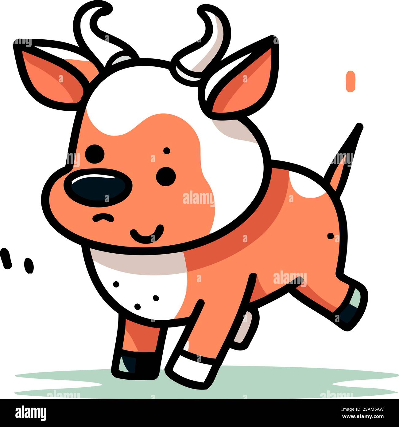 Cute cartoon cow running. Vector illustration in a flat style Stock ...
