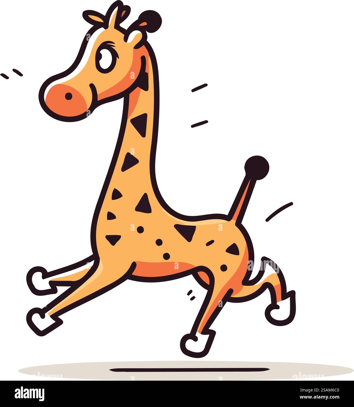 Cartoon funny giraffe running. Vector illustration. Flat style Stock ...