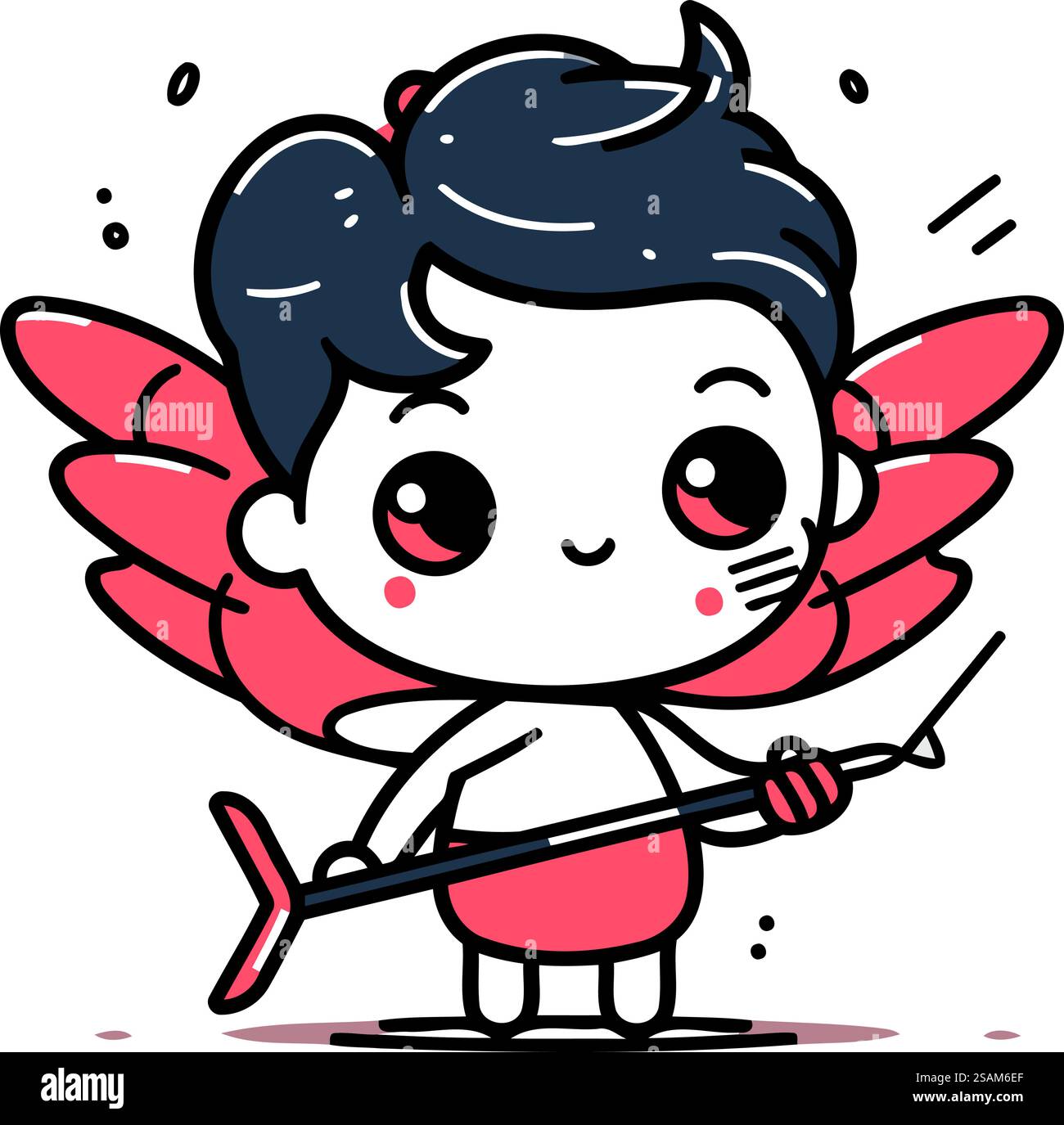 Cute little cupid boy with bow and arrow. Vector illustration Stock ...