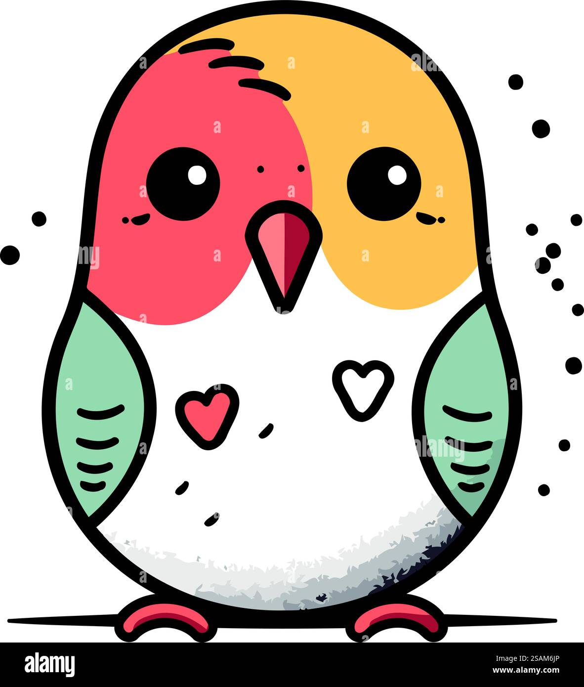 Cute cartoon parrot with heart on its head. Vector illustration Stock ...