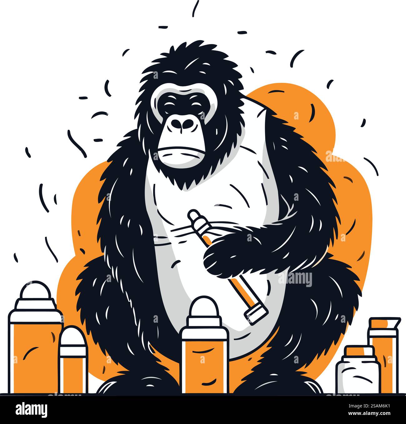Gorilla with a hammer in his hand. Vector illustration Stock Vector ...