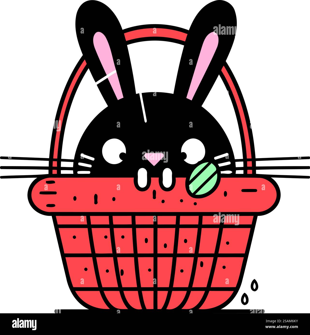 Easter bunny in a basket. Vector illustration in flat style Stock ...