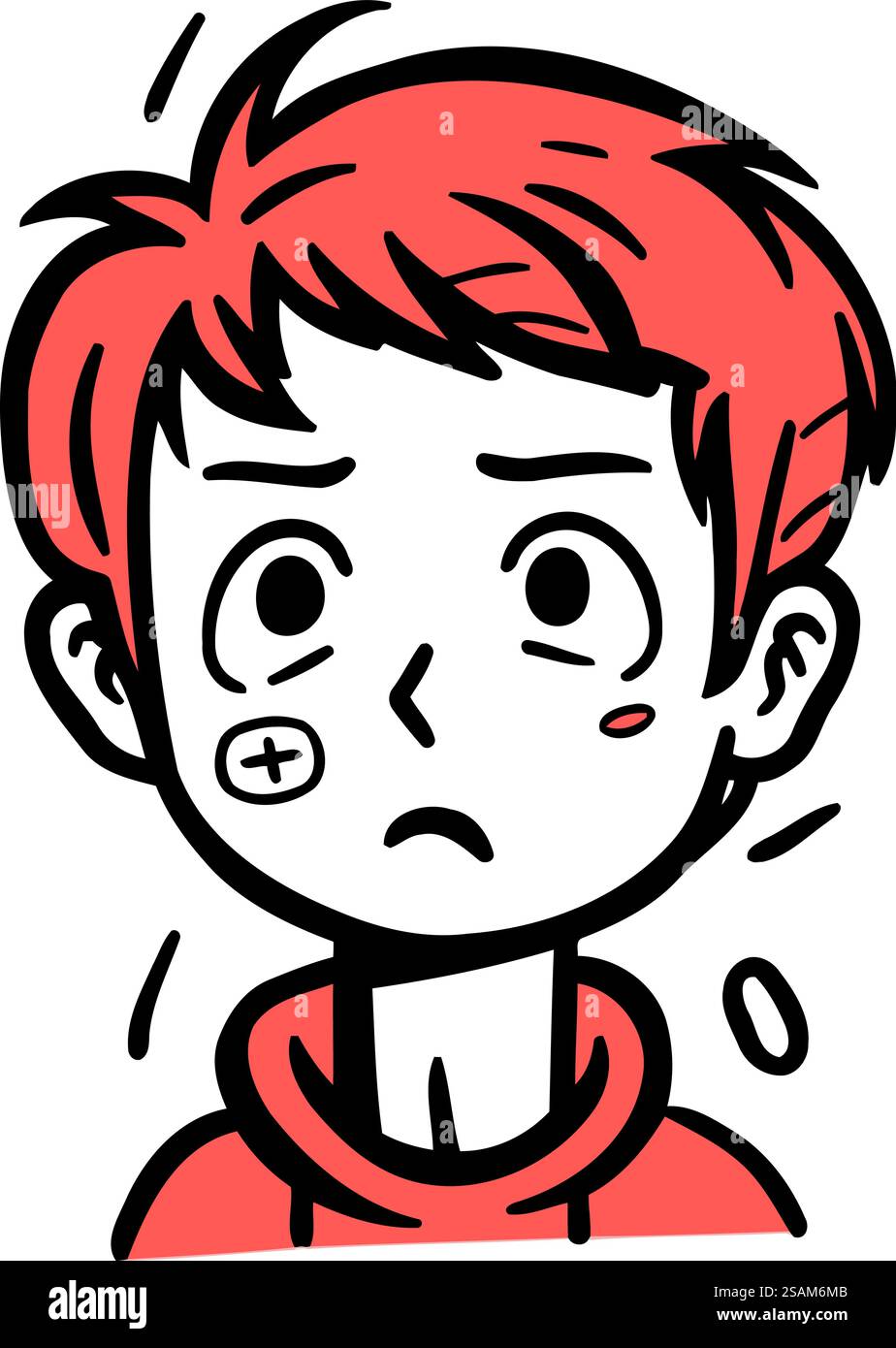 Illustration of a red haired boy with fever and sore throat Stock ...