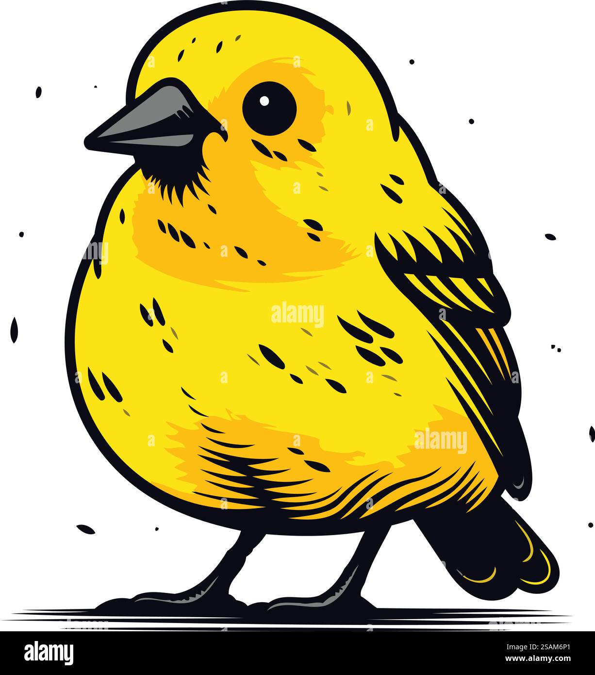 Illustration of a cute little yellow bird on a white background Stock ...