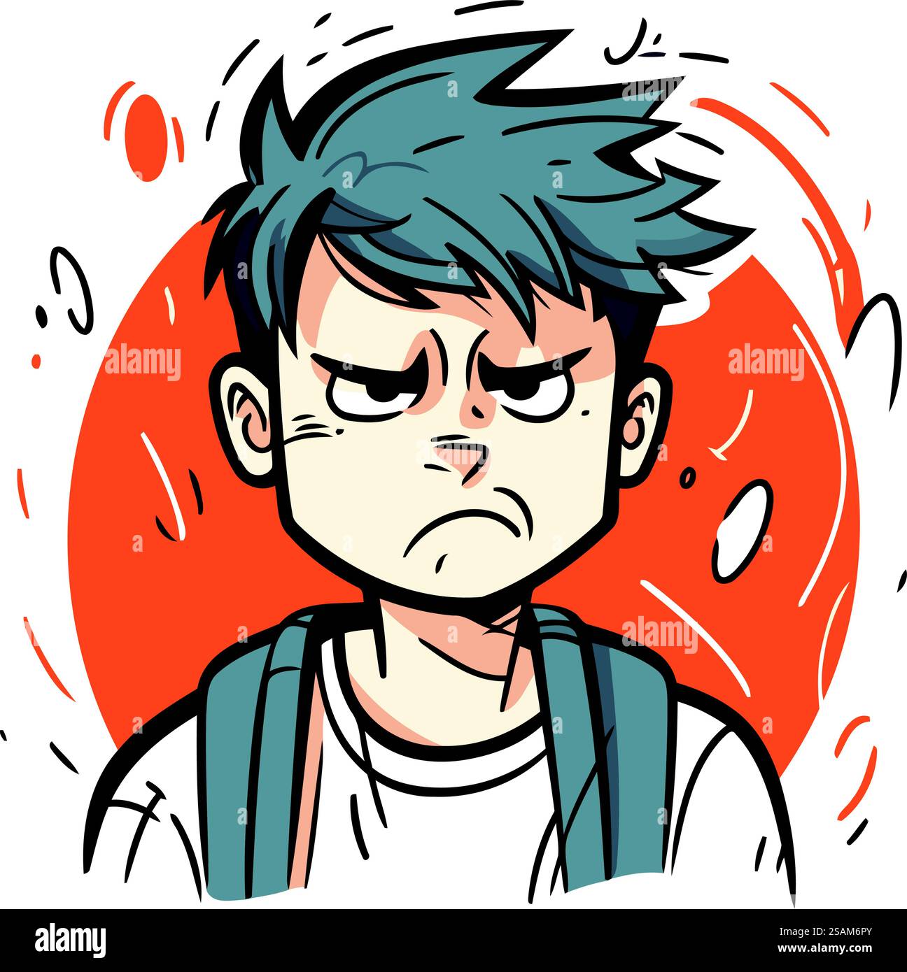Angry boy. Vector illustration in cartoon style. Isolated on white ...