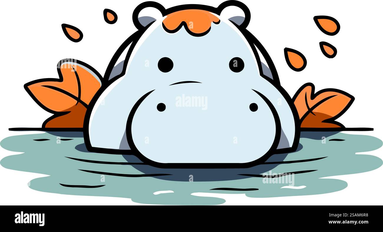 Cute hippopotamus crying in the water. Vector illustration Stock Vector ...