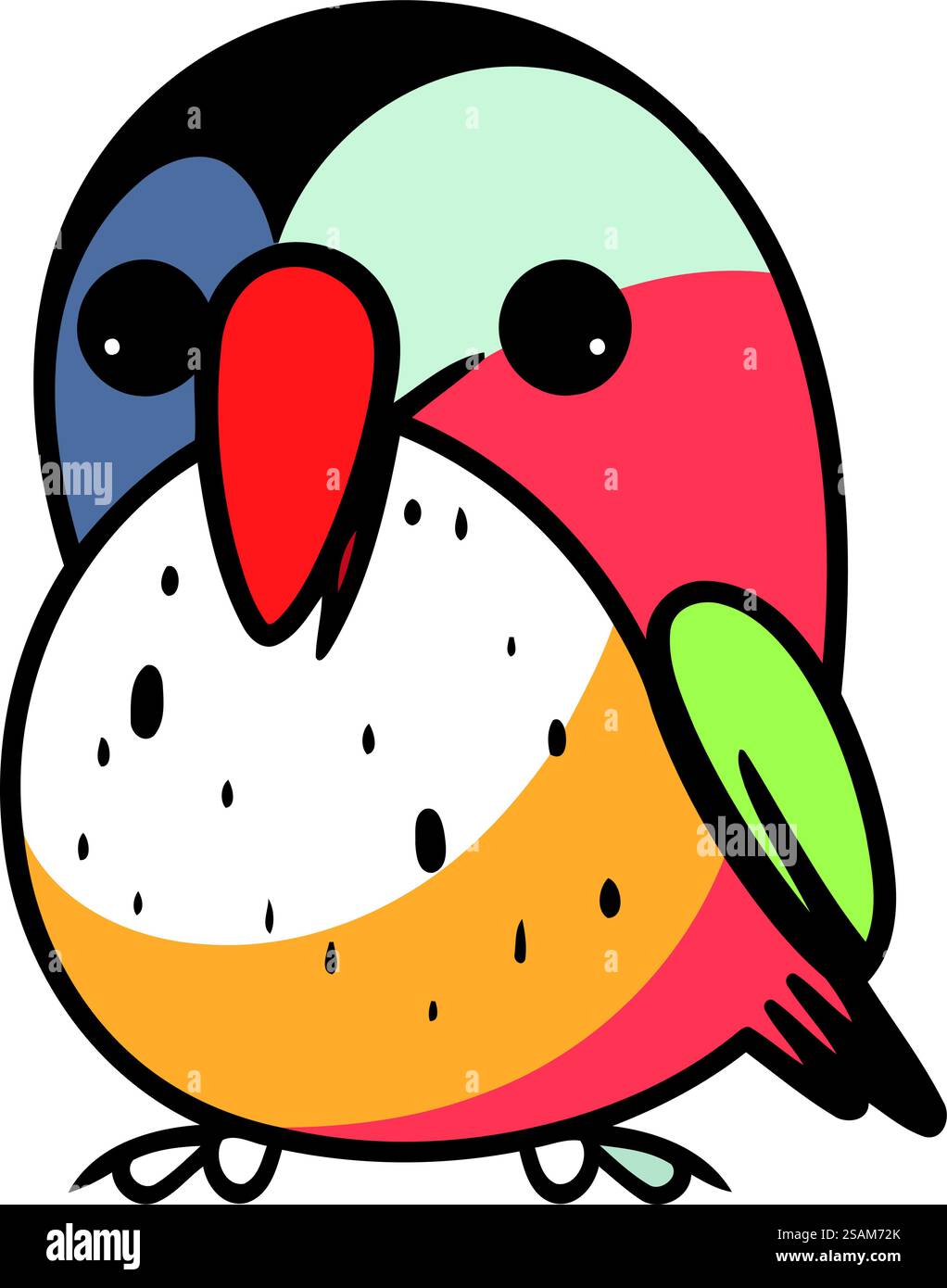 Vector illustration of a cute little parrot on a white background Stock ...