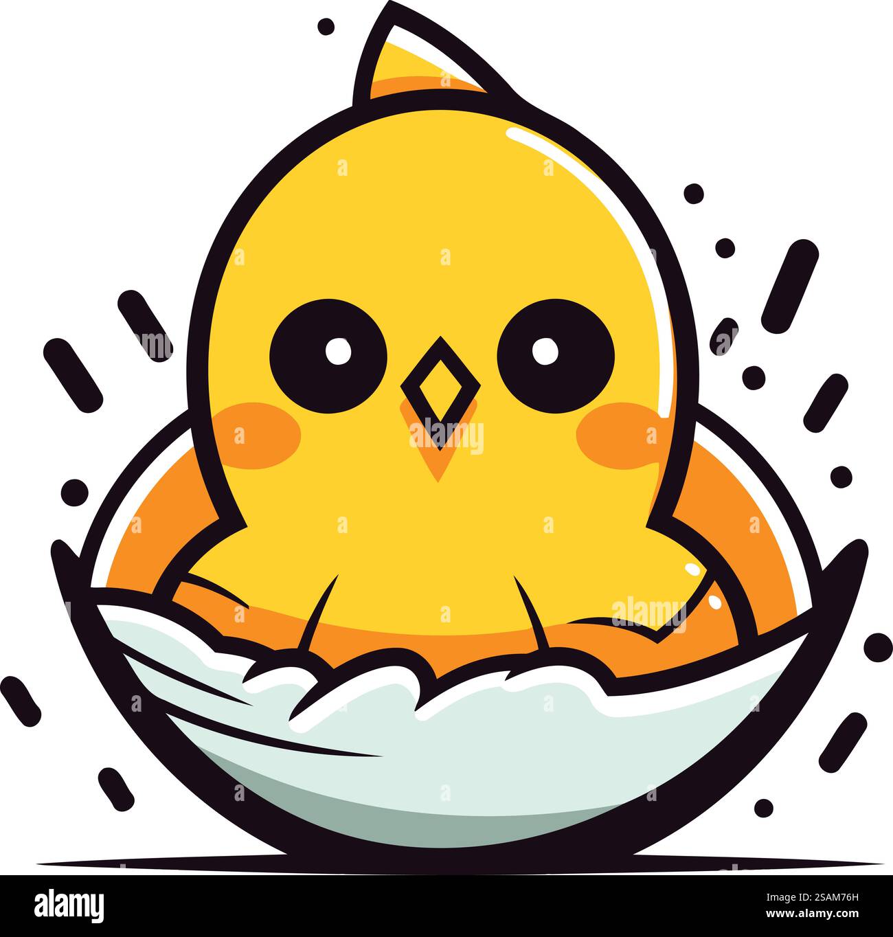 Cute little yellow chicken in egg shell. Vector illustration. Isolated ...