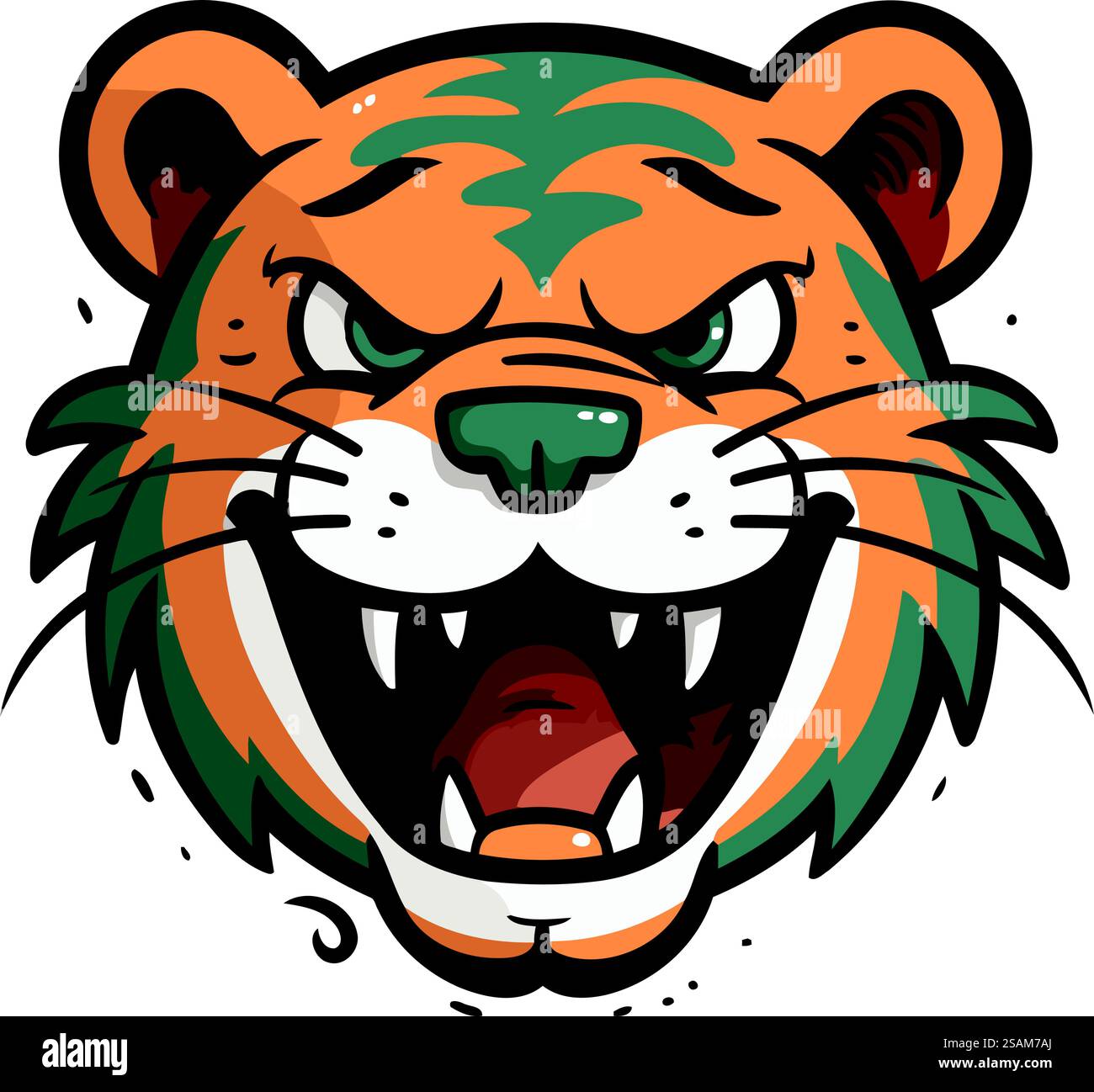 Angry tiger head mascot. Vector illustration isolated on white ...