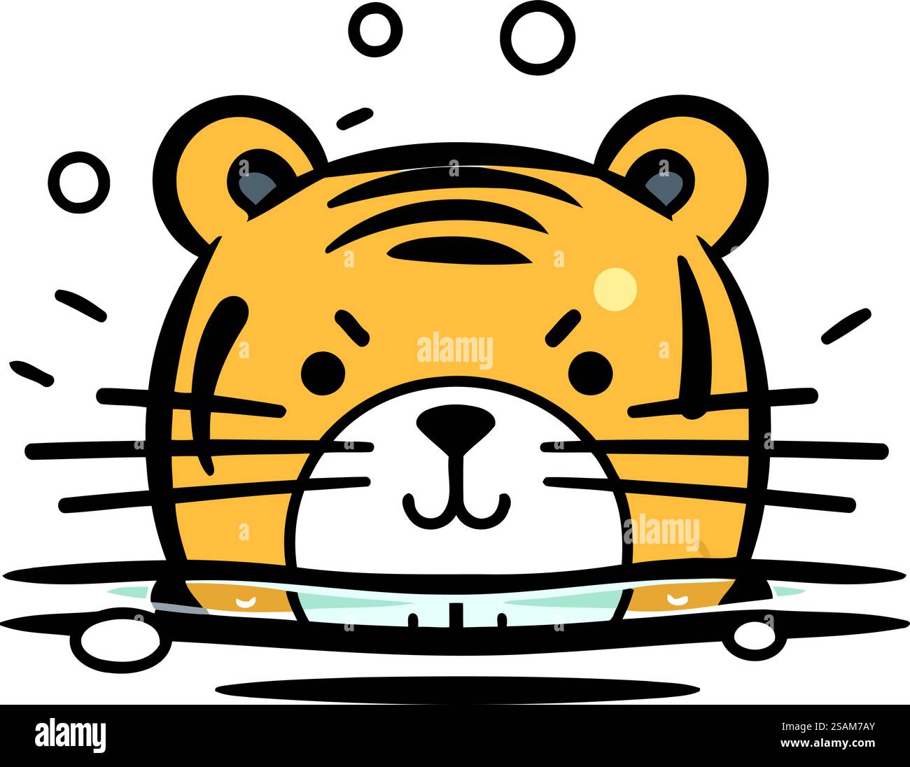 Cute tiger head. Vector illustration isolated on a white background ...