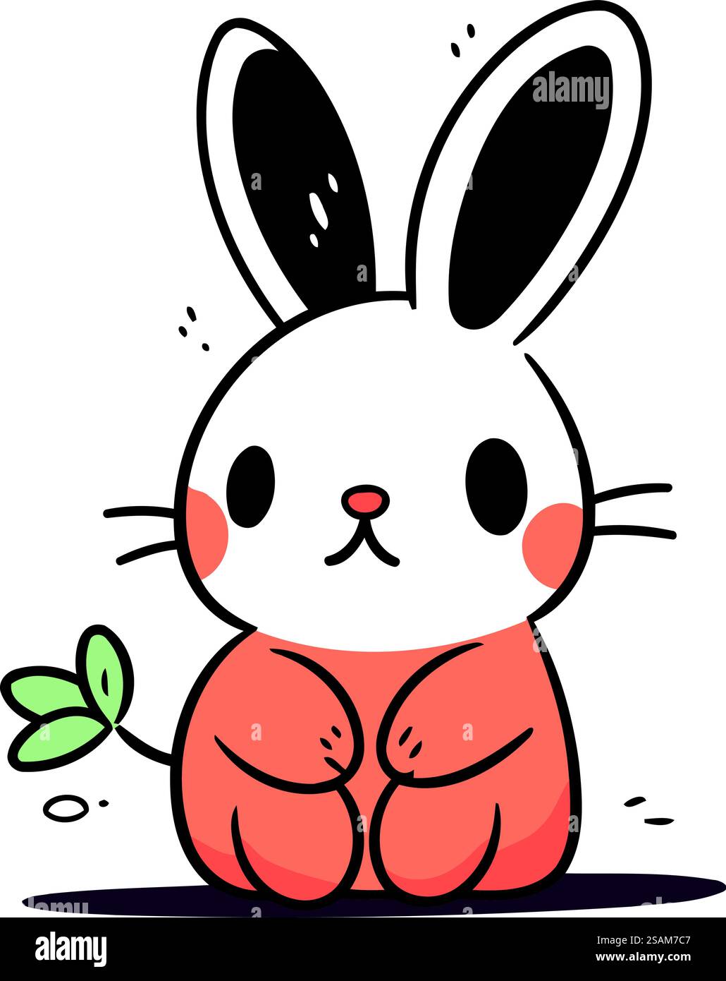 Cute rabbit sitting on the ground. cartoon vector illustration isolated ...