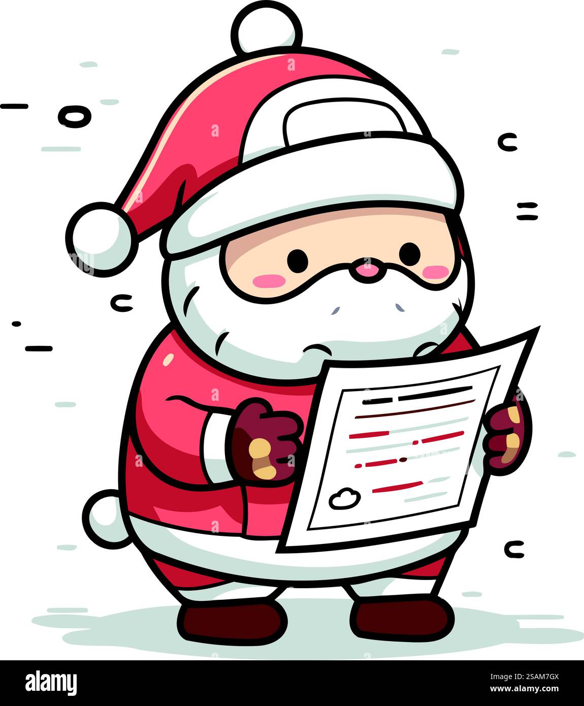 Cartoon Santa Claus holding a letter to Santa Claus. Vector ...