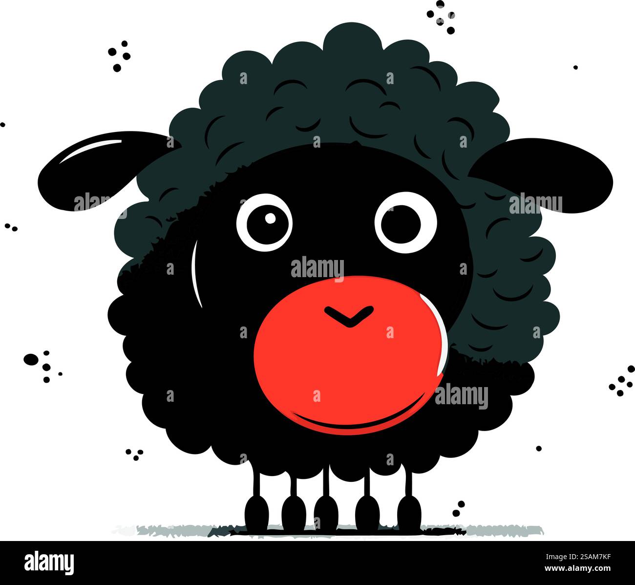 Cute cartoon black sheep on a white background. Vector illustration ...