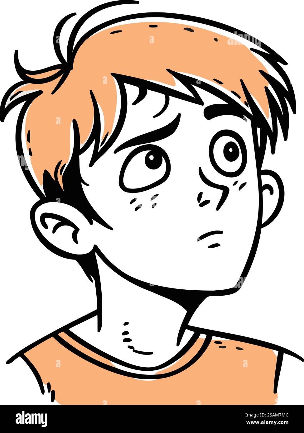 Portrait of a boy with red hair. Vector illustration on white ...