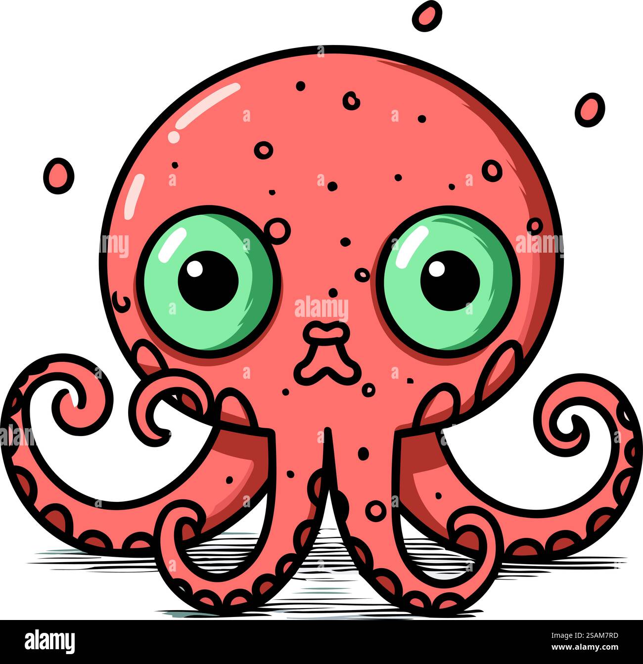 Cute Cartoon Octopus. Vector illustration isolated on white background ...