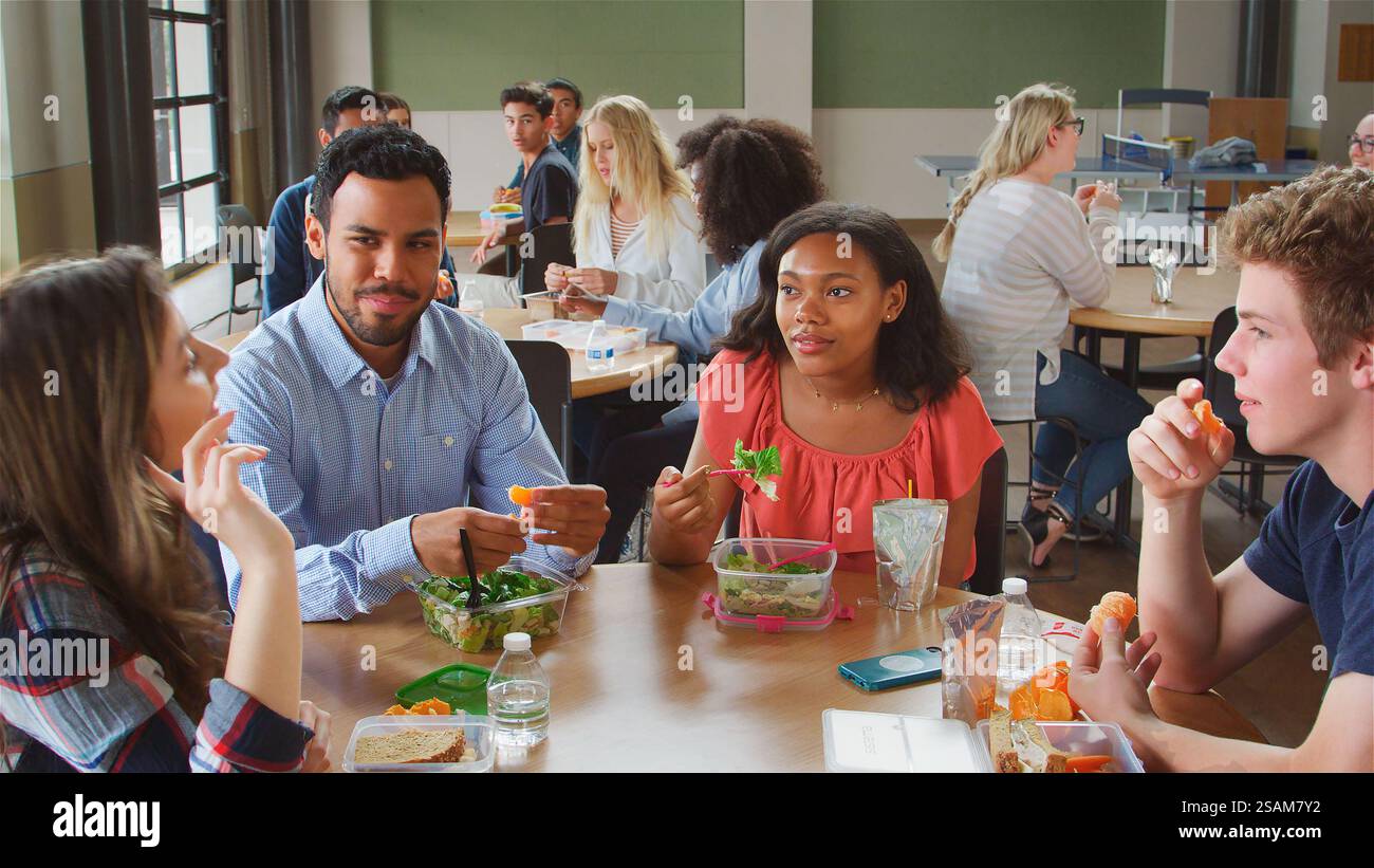 Staff And Students In Cafeteria Of High School College Or University ...