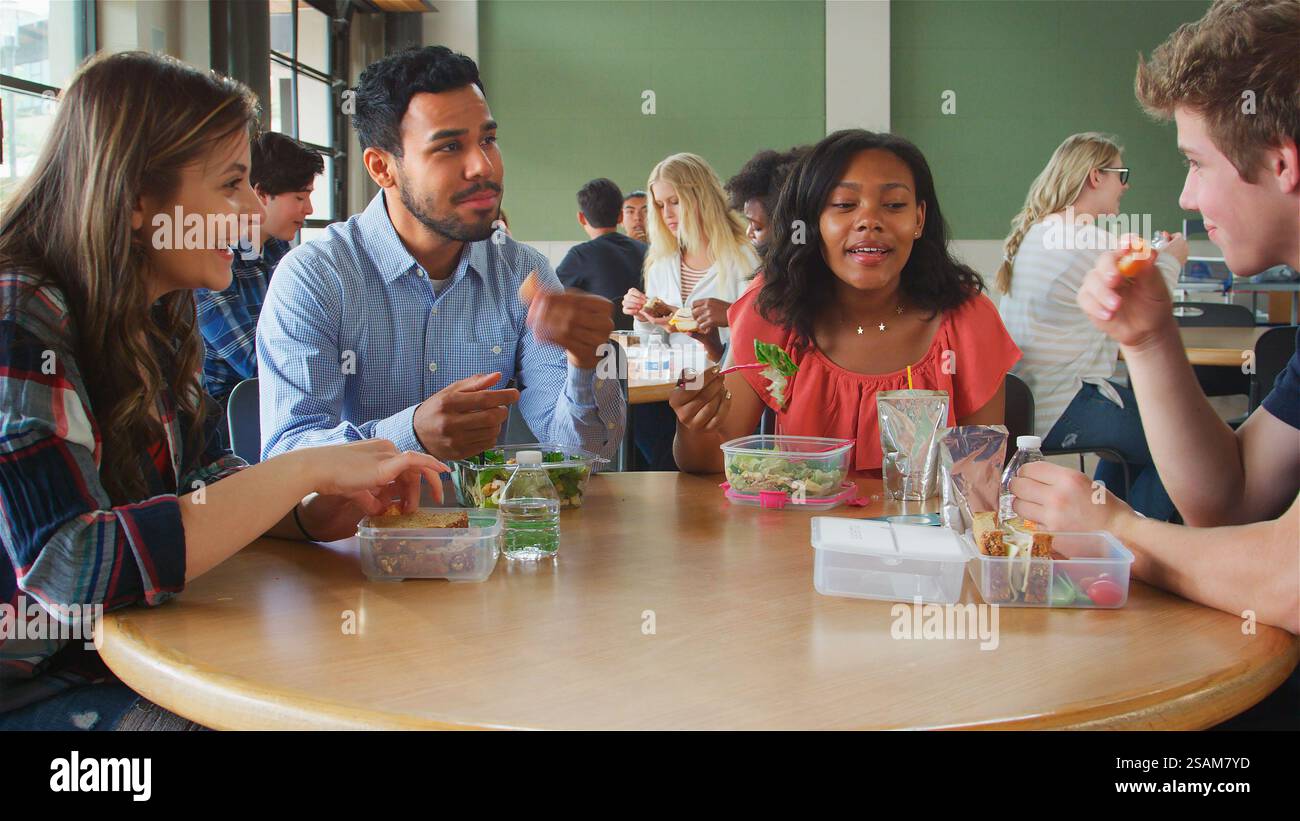 Staff And Students In Cafeteria Of High School College Or University ...