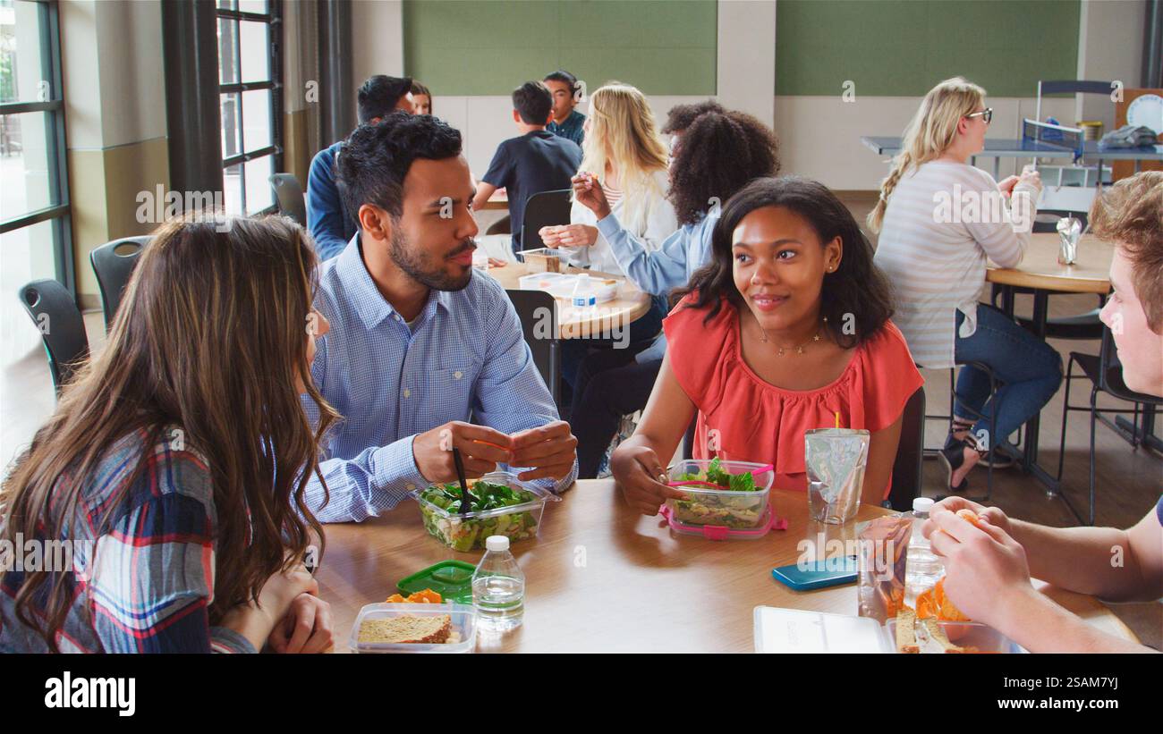 Staff And Students In Cafeteria Of High School College Or University ...