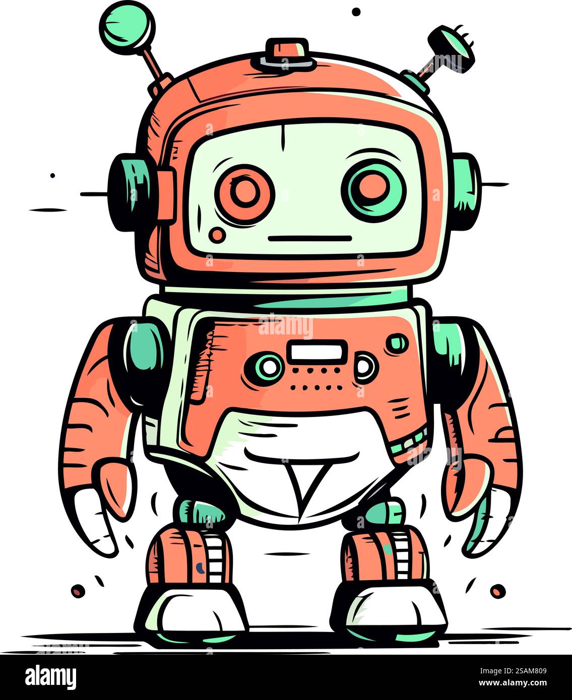 Cute robot. Vector cartoon illustration. Isolated on white background ...