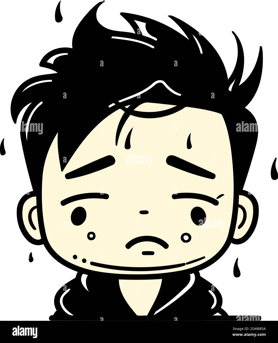 illustration of a sad boy face with tear on his cheek Stock Vector ...