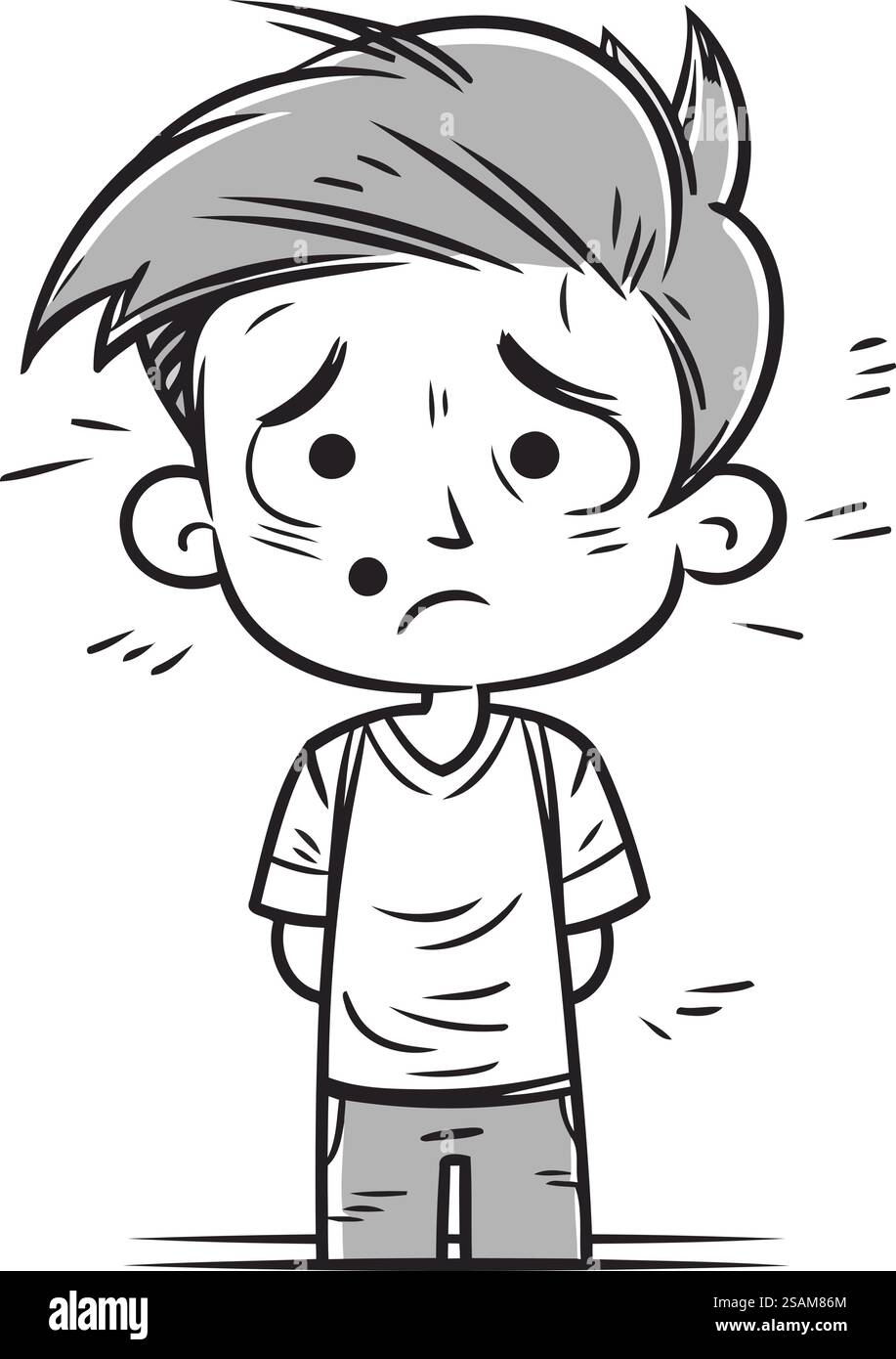 Angry boy cartoon vector illustration. Hand drawn angry boy icon Stock ...