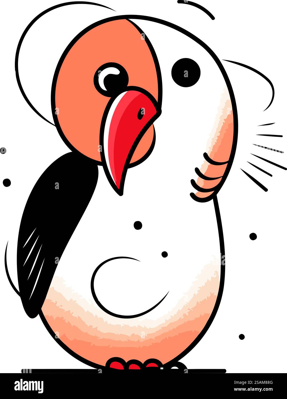 Cute cartoon parrot isolated on white background. Vector illustration ...