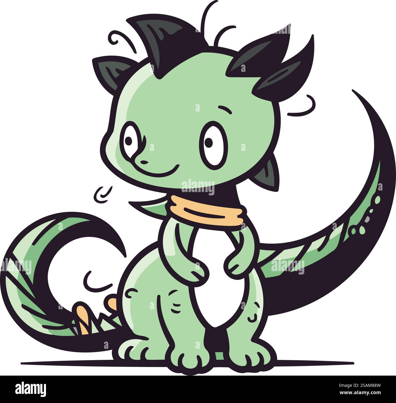 Cartoon cute little dragon. Vector illustration isolated on white ...