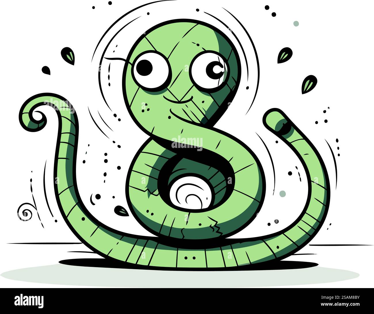Cartoon snake. Vector illustration of a snake with eyes and mouth Stock ...