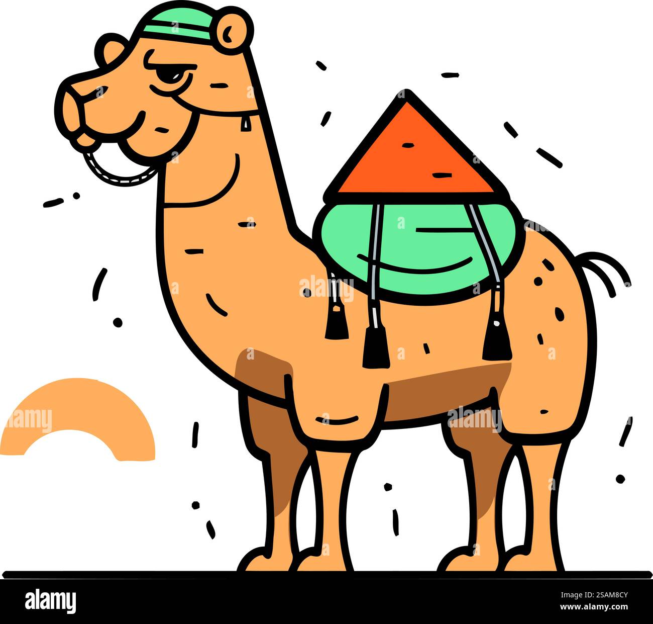 Cute camel. Vector illustration in flat linear style. Cute camel Stock ...