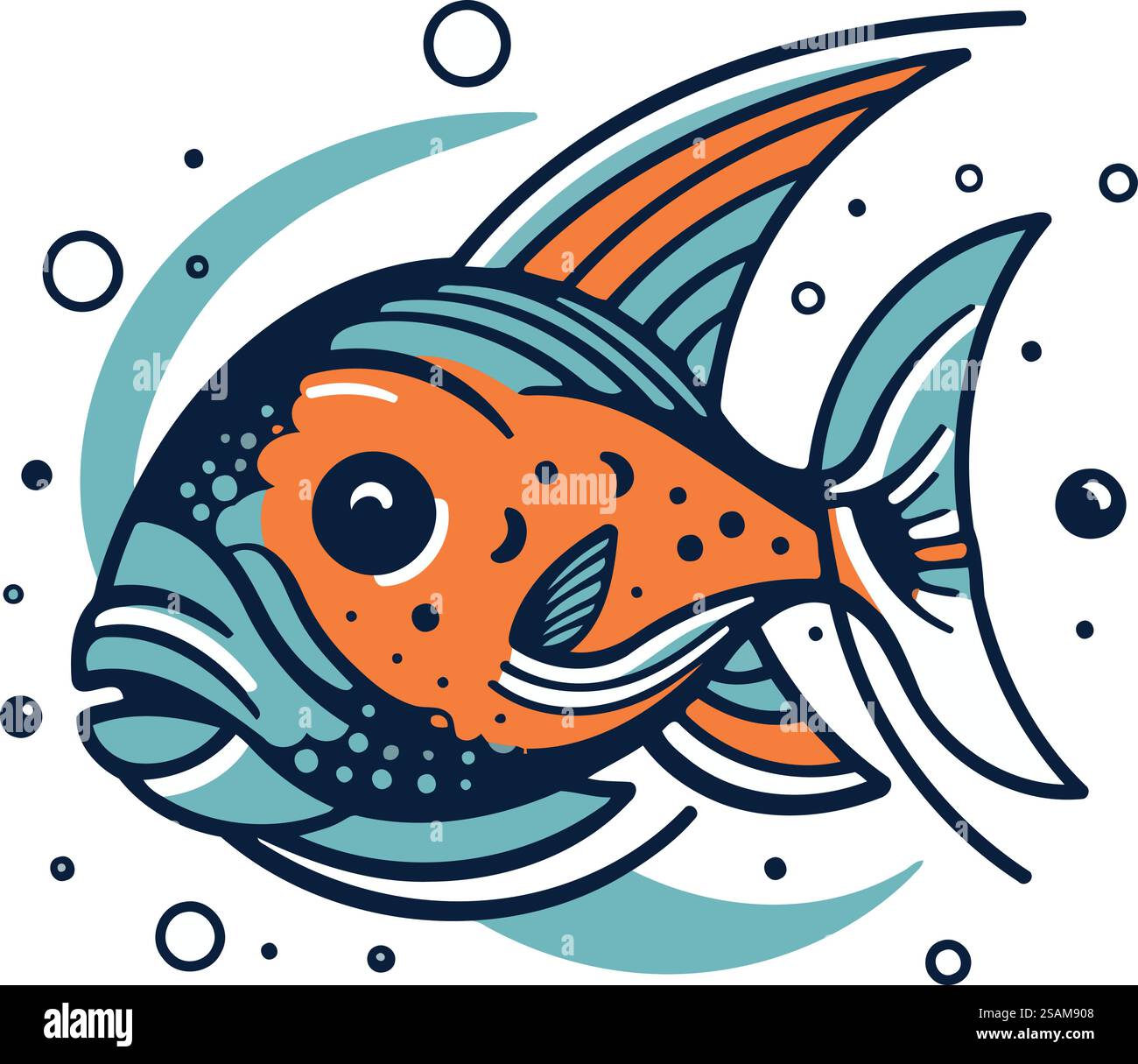 Illustration of a fish on a white background. Vector illustration Stock ...