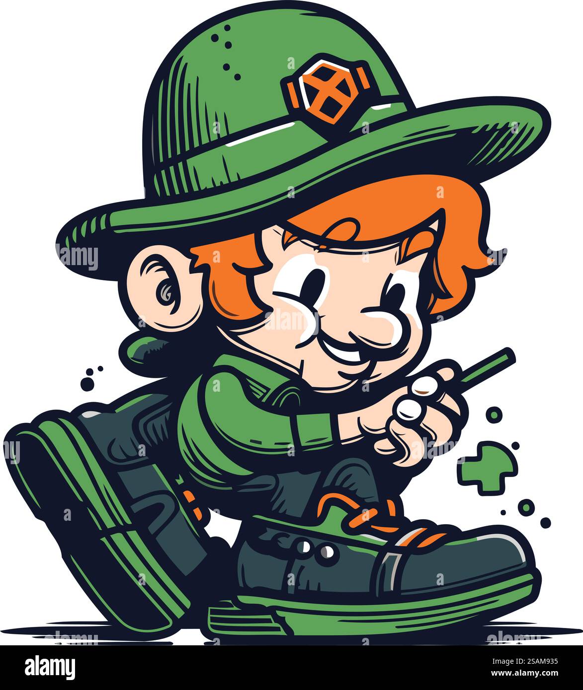 Illustration of a cartoon boy dressed as a leprechaun Stock Vector ...