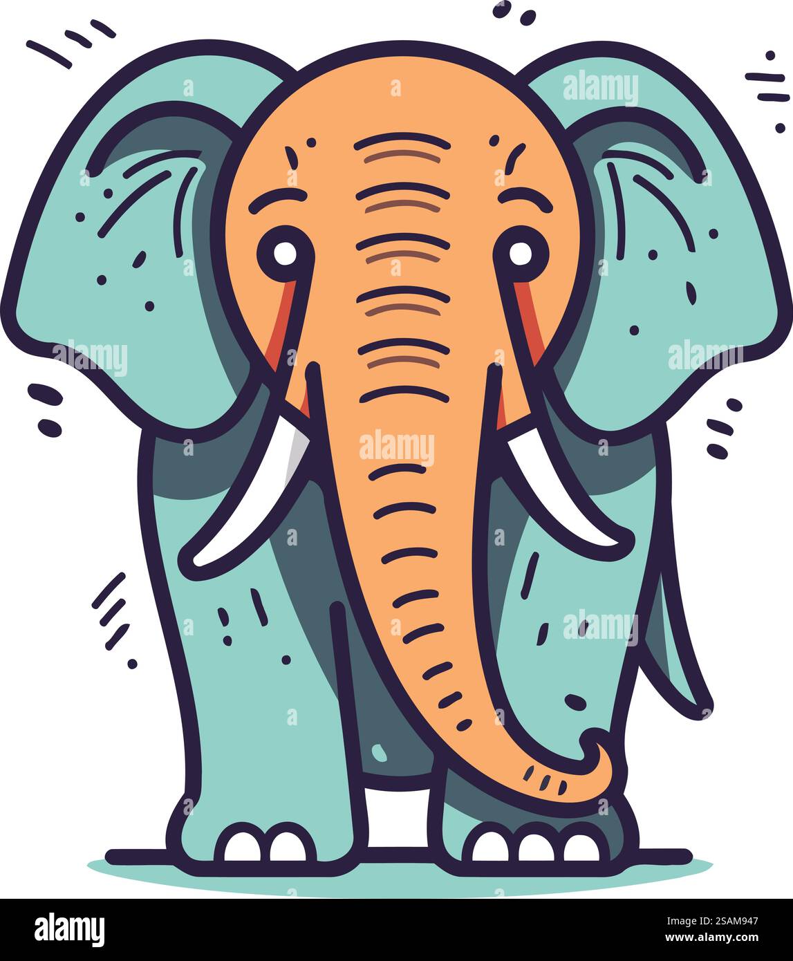 Cute cartoon elephant. Vector illustration in doodle style Stock Vector ...