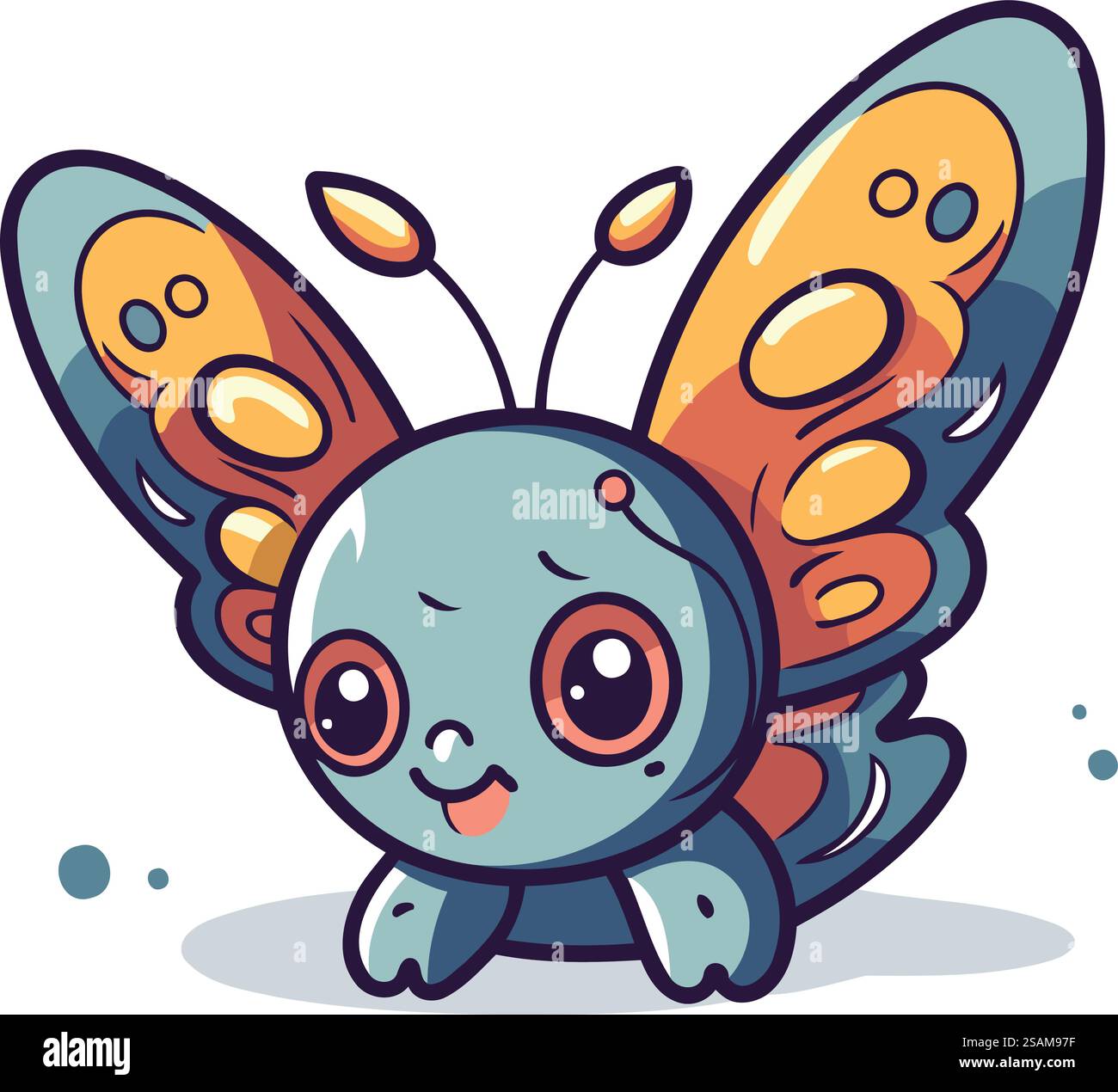 Cute Butterfly Cartoon Mascot Character. Vector Illustration Stock ...