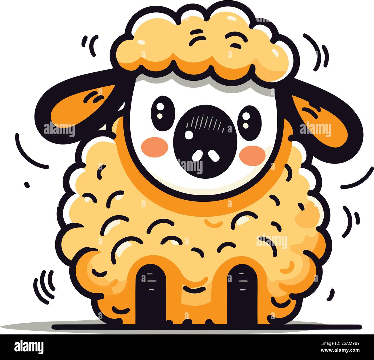 Cute sheep. Funny cartoon character. Vector illustration. Isolated on ...