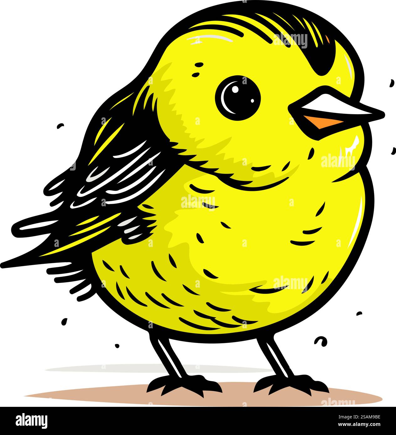 Cute little yellow bird. vector illustration isolated on white ...