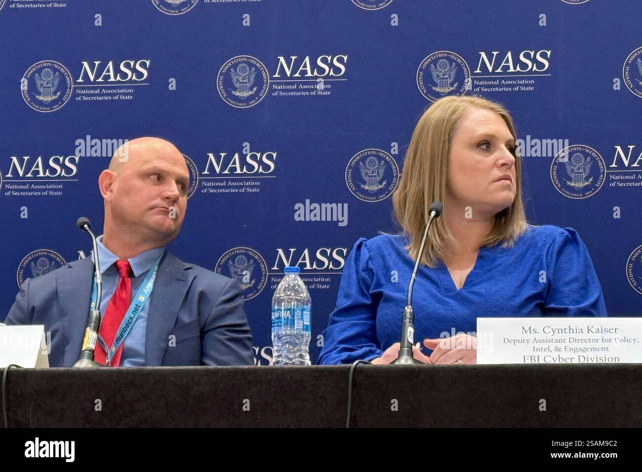 Kansas Secretary of State Scott Schwab, left, and Cynthia Kaiser, a ...