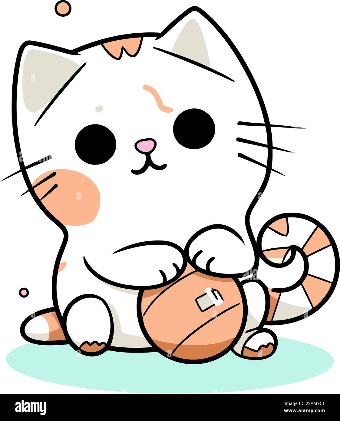 Cute cat with a ball. Vector illustration in cartoon style Stock Vector ...