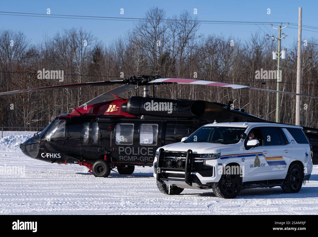 St Antoine Abbe, Canada. 29th Jan, 2025. A new Black Hawk helicopter ...