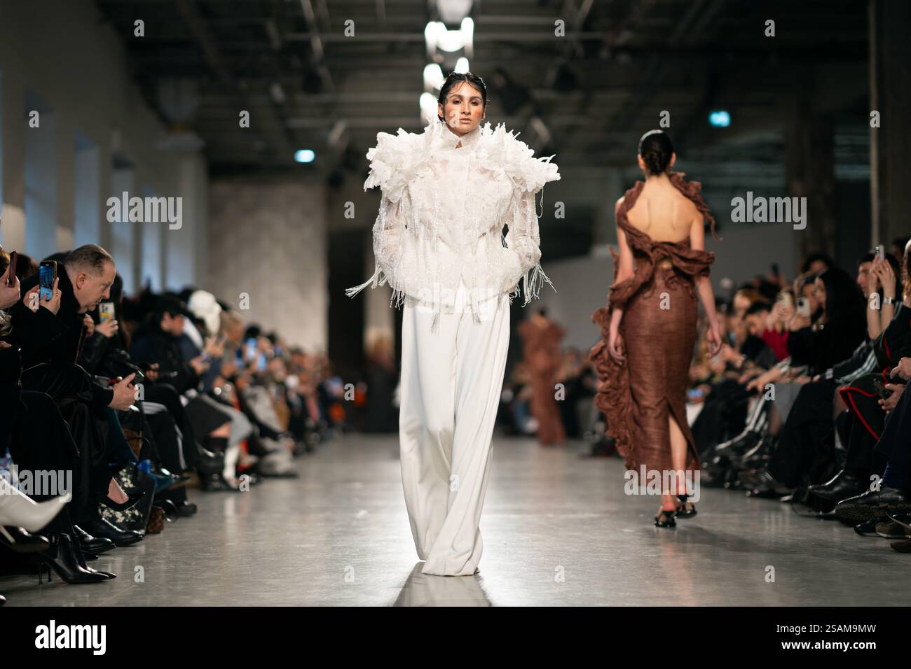 PARIS, FRANCE - JANUARY 30 A model walks the runway during the Juana ...